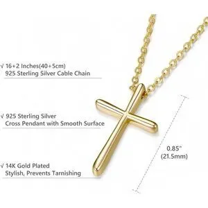 No Brand | Jewelry | Women Gold Dainty Cross Necklace Sterling Cable ...